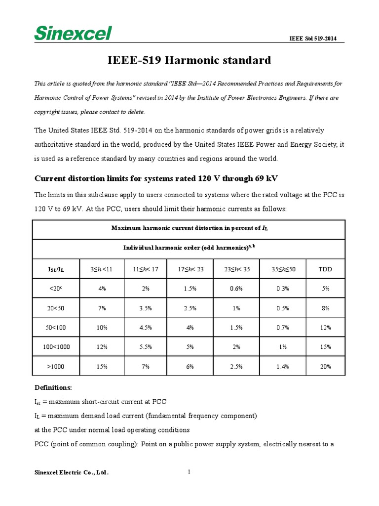 IEEE-519 Harmonic Standard | PDF | Electricity | Computer Engineering