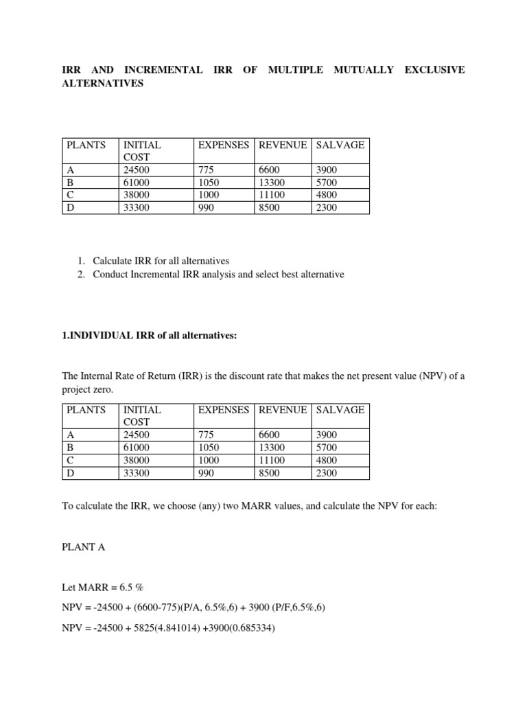 Irr and Incremental Irr | PDF | Internal Rate Of Return | Net Present Value
