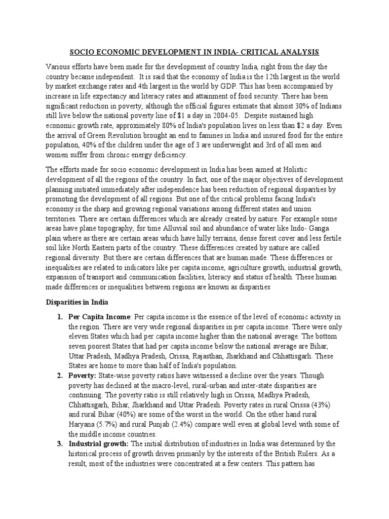 Socio-Economic Development in India | PDF | Economic Growth | Poverty ...