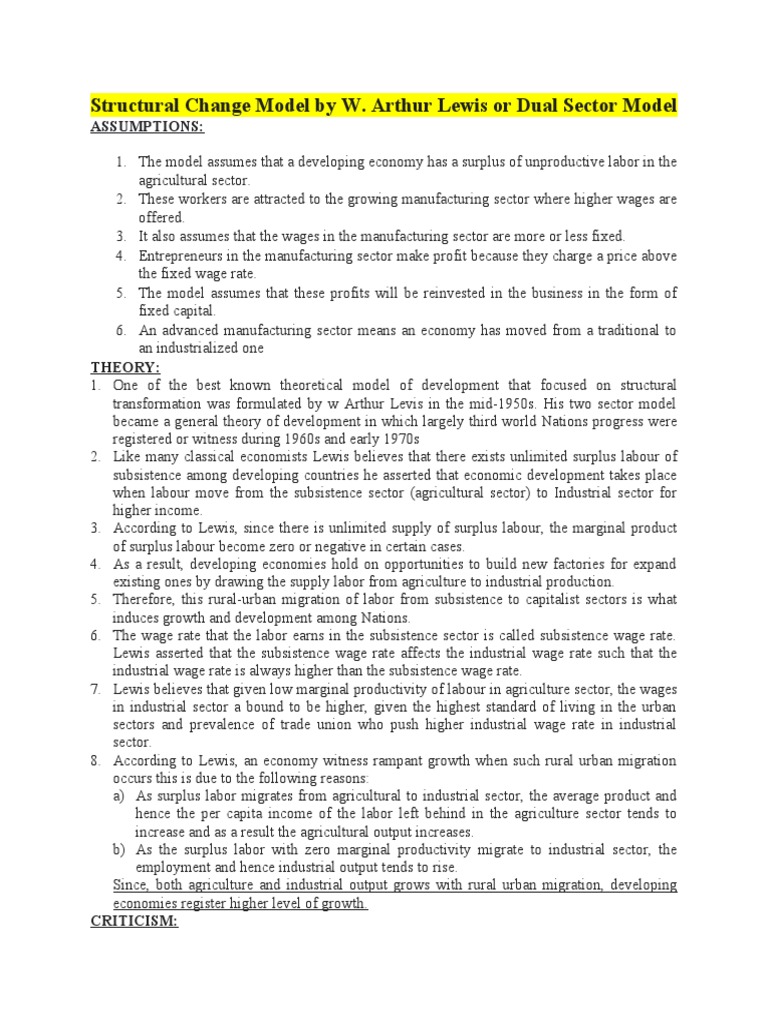 Structural Change Model by W.lewis | PDF | Macroeconomics | Economics