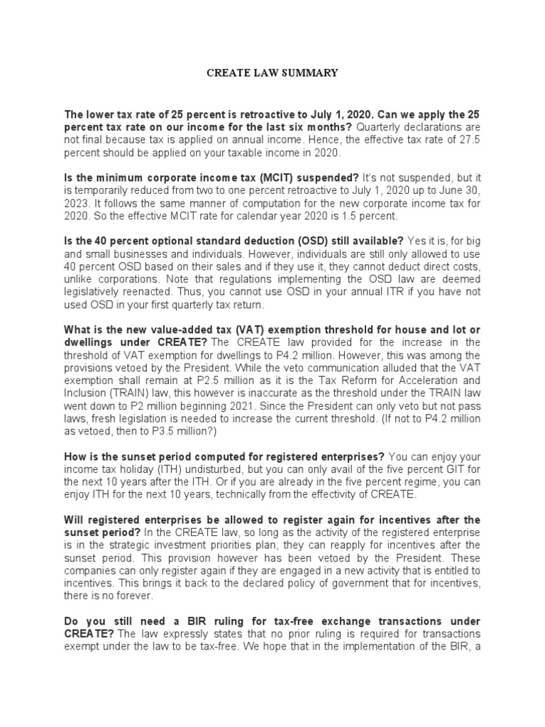 Create Law Summary | Download Free PDF | Value Added Tax | Taxes
