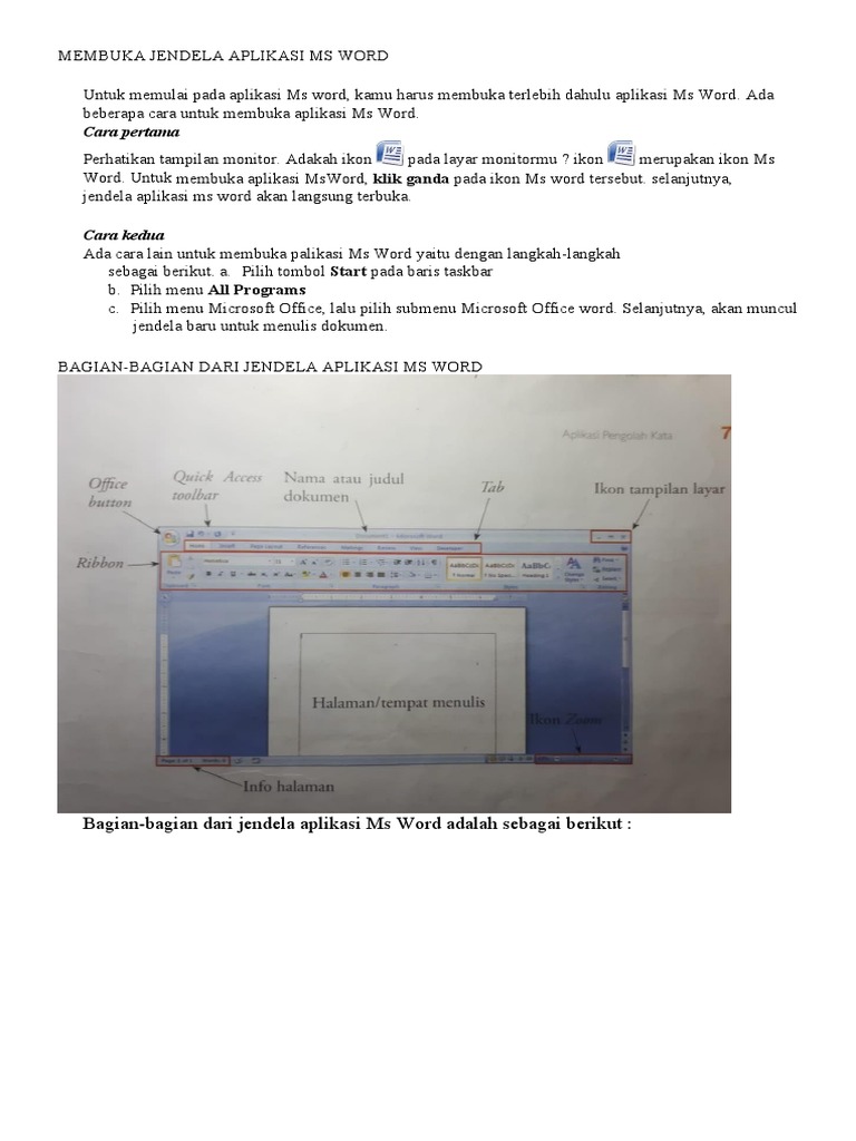 Membuka Jendela Aplikasi MS Word | PDF