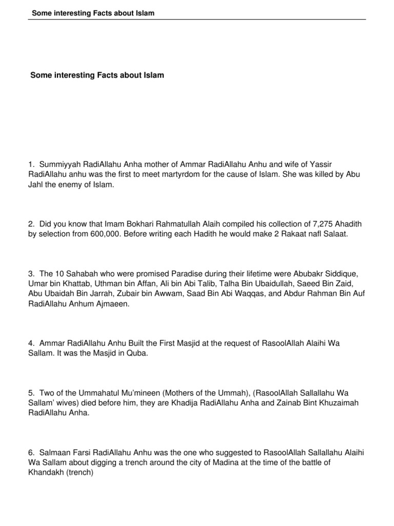 Key Facts About Islam and Its History | PDF | Umar | Ali