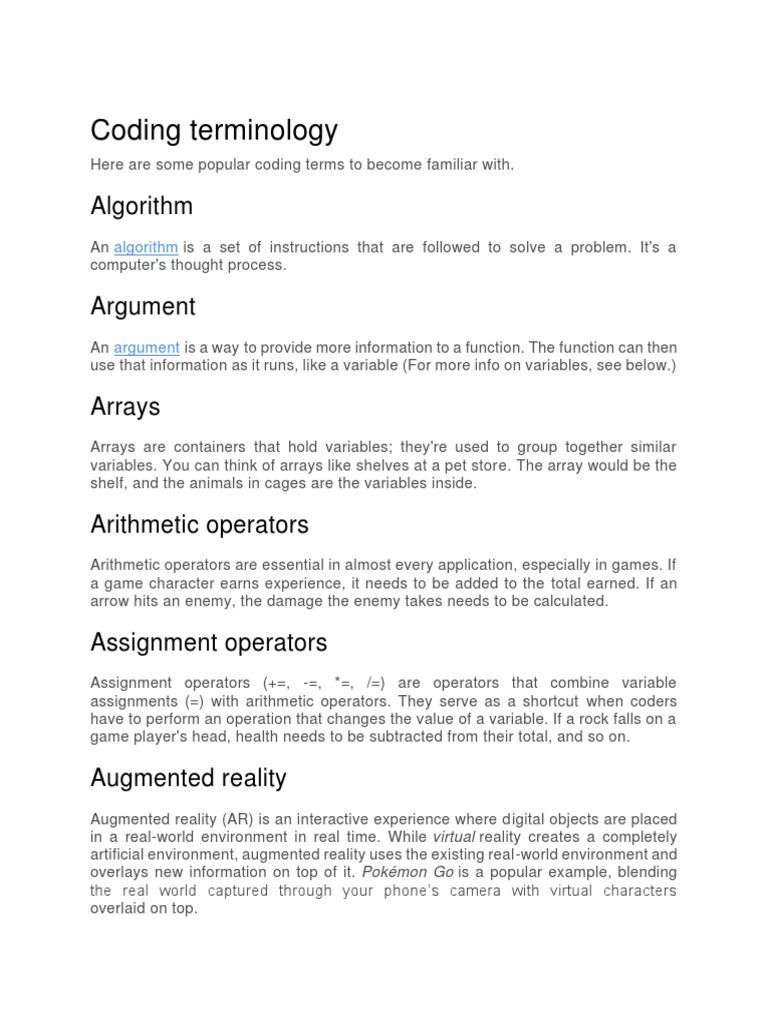 Coding Terminology | PDF | Computer Programming | Data Type