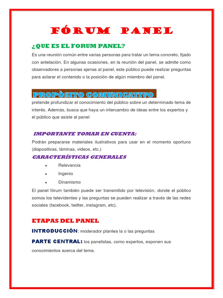 Qué es un Panel Fórum y su Estructura | PDF | Crecimiento personal y ...
