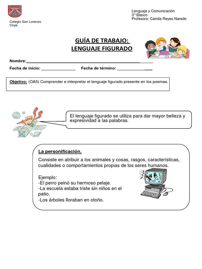 Guía de Lenguaje Figurativo 3° Básico | PDF