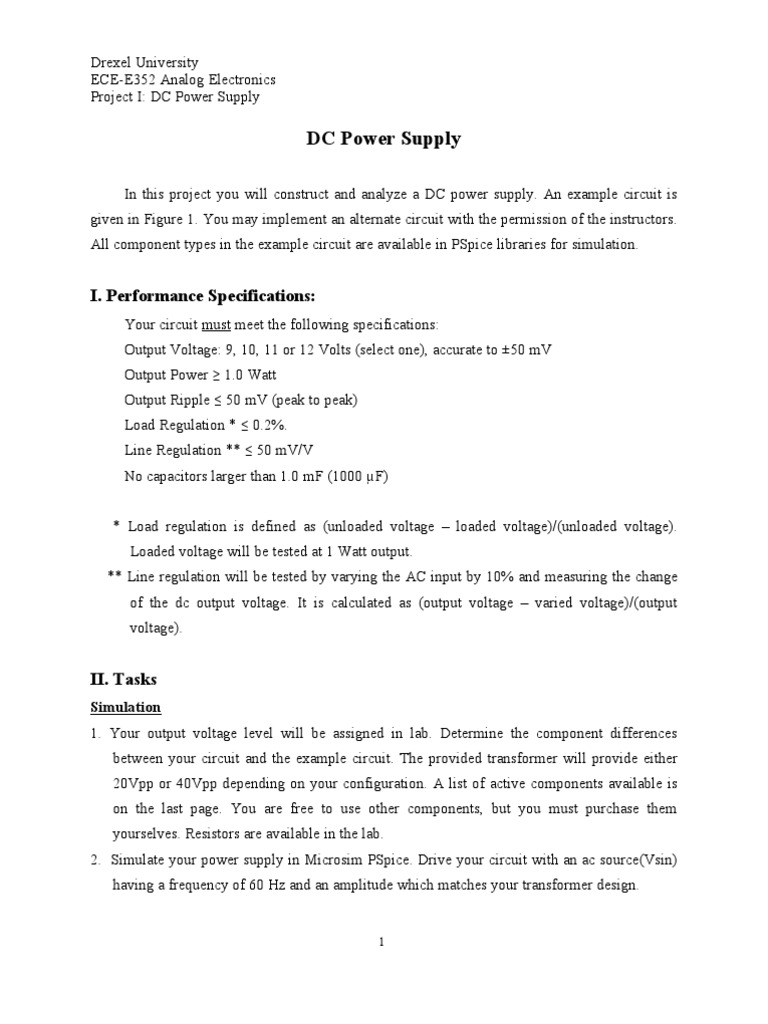 Project 1 Power Supply | PDF | Teaching Methods & Materials ...