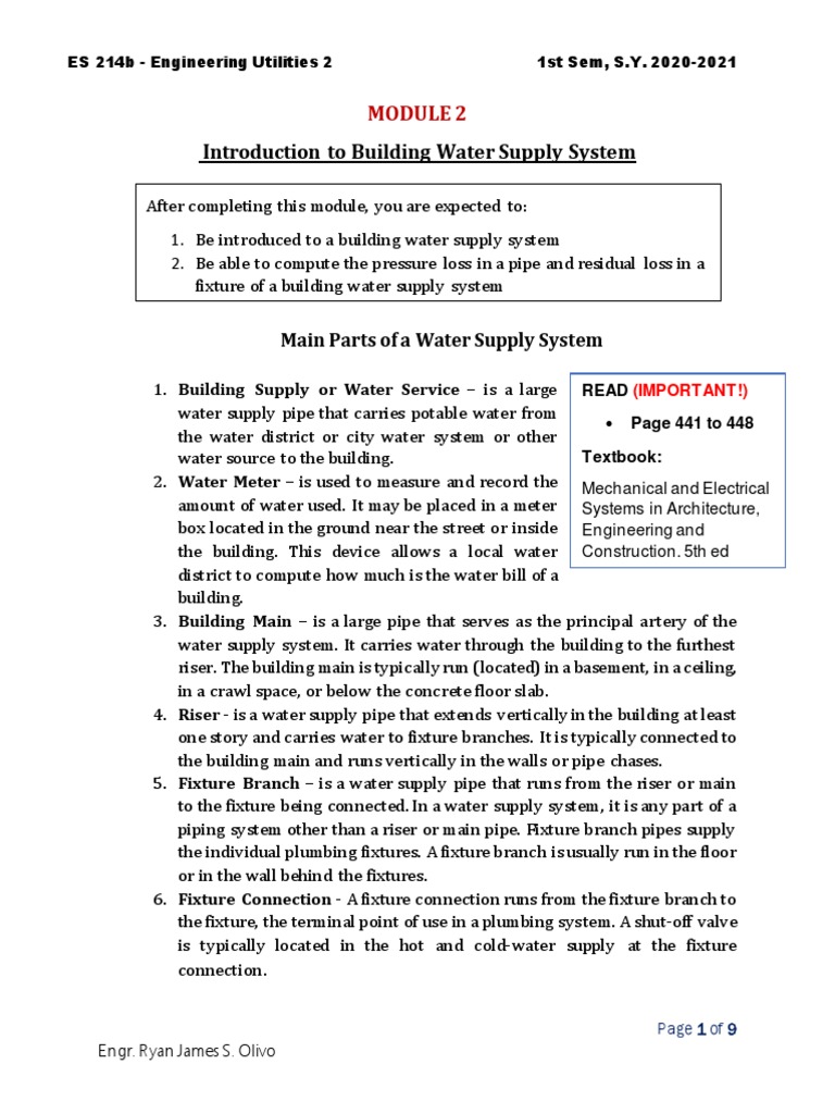 Introduction To Building Water Supply System | PDF | Plumbing | Pressure