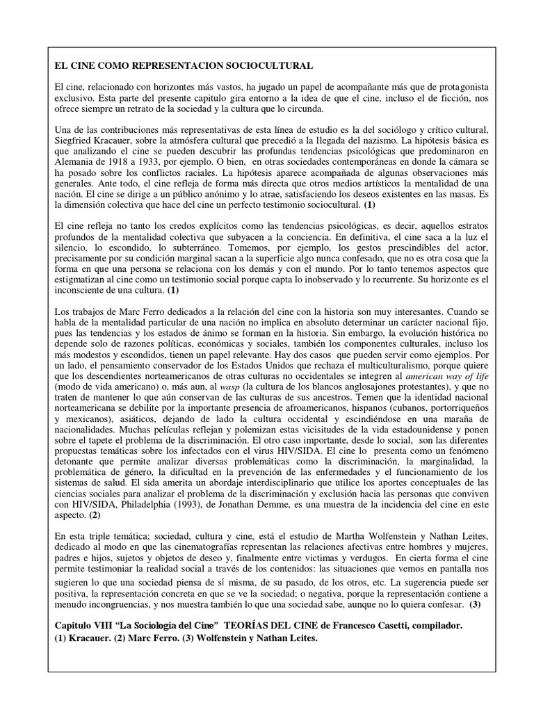 La Sociología Del Cine (Francesco Casetti) | PDF | Discriminación ...