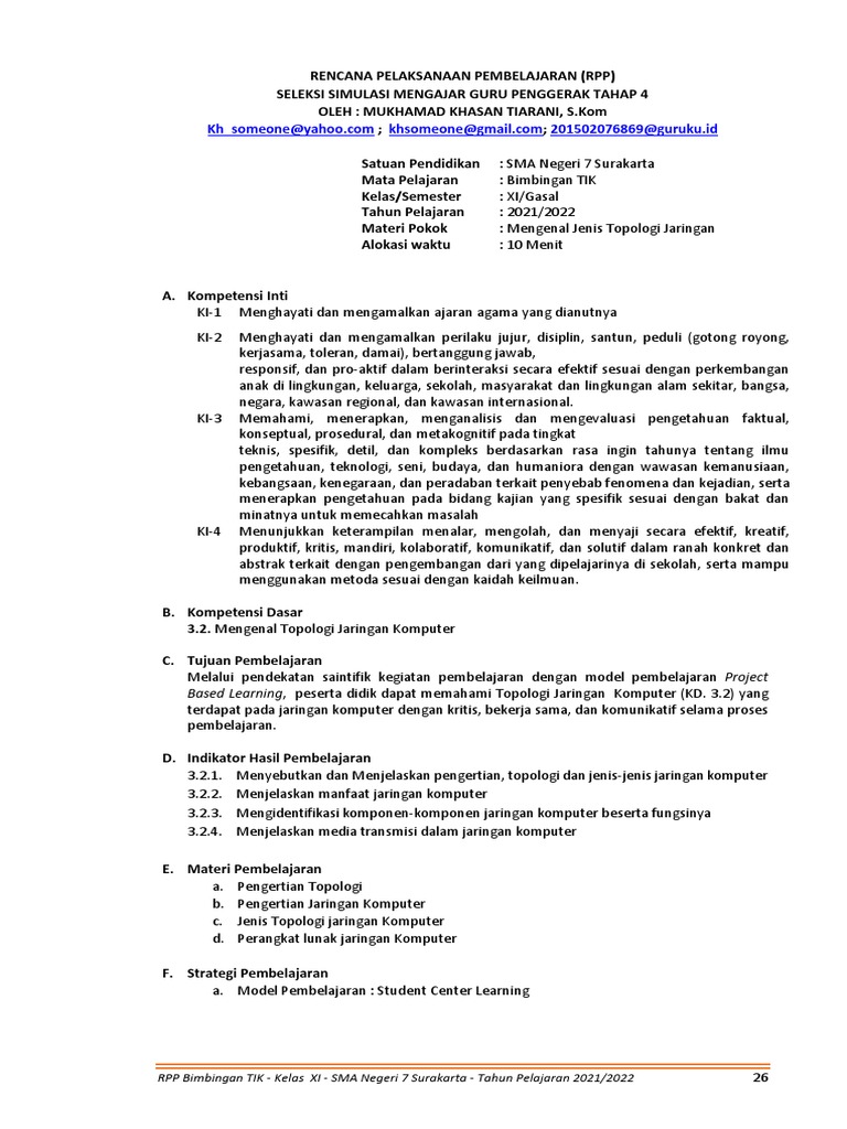 RPP TIK Topologi | PDF