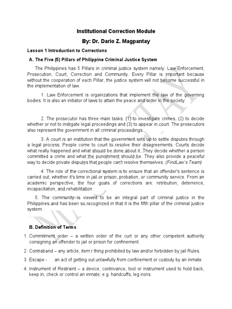 Lesson 1 Institutional Correction Module | Download Free PDF ...
