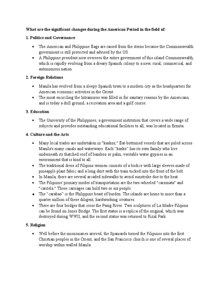 Changes in the Philippines During American Rule | PDF | History