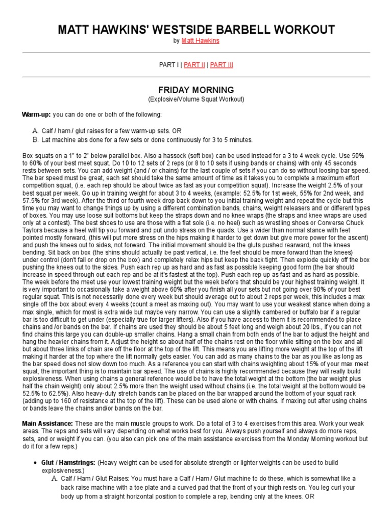 Westside Barbell Workout pt1 | PDF | Human Anatomy | Recreation
