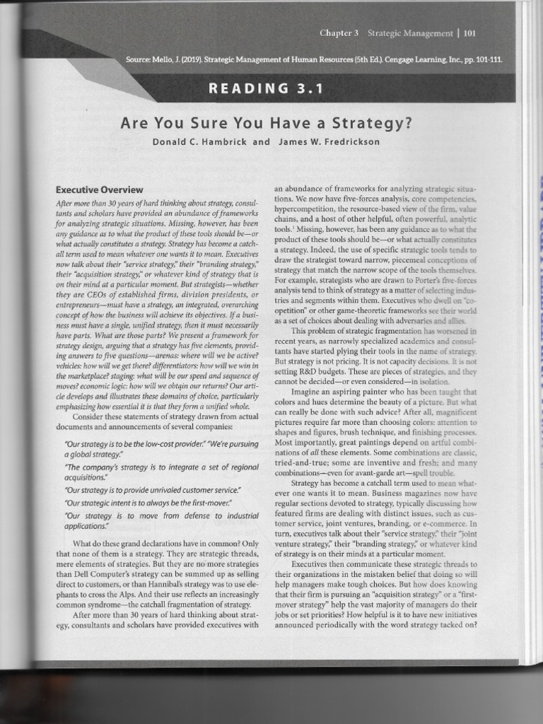 READING 3.1. Are You Sure You Have A Strategy | PDF
