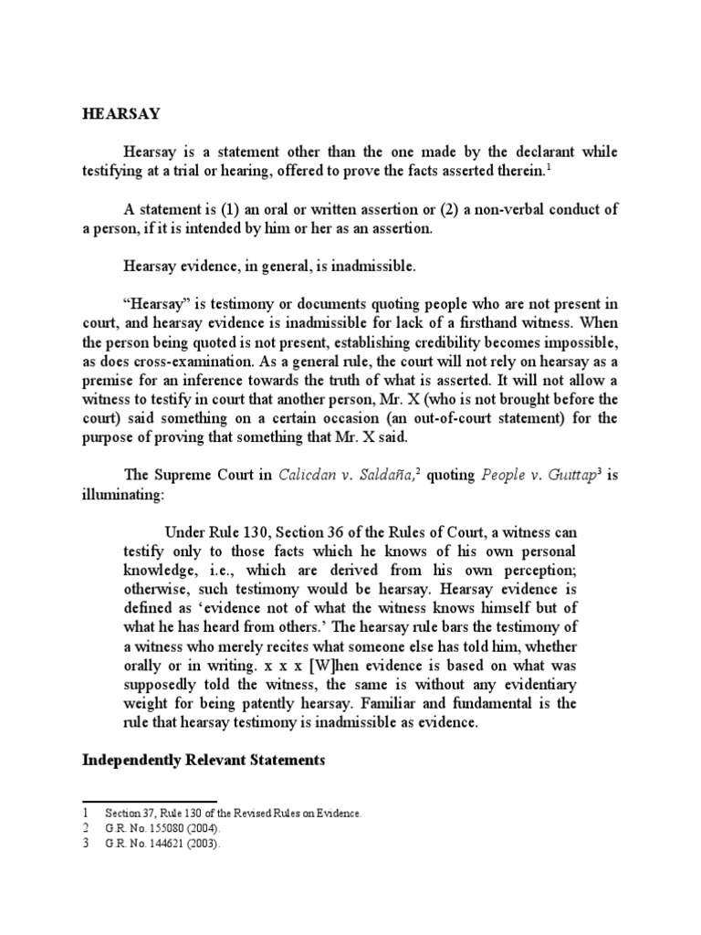 Testimonial Evidence Part Ii | PDF | Hearsay | Expert Witness