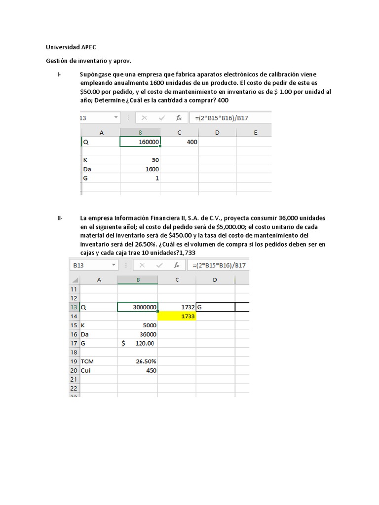 Ejercicios Calc | PDF