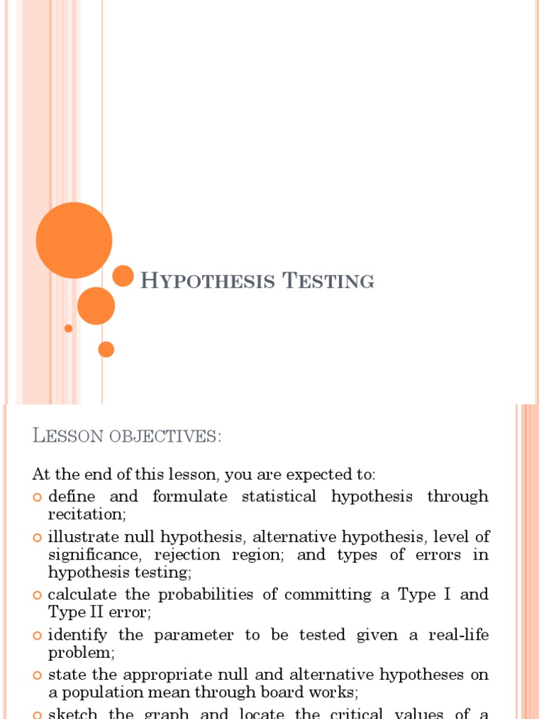 Hypothesis Testing | PDF | Statistical Hypothesis Testing | Type I And ...