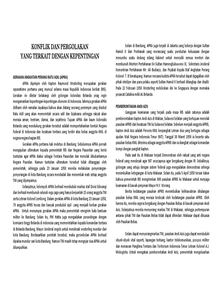 Pergolakan Terkait Kepentingan | PDF