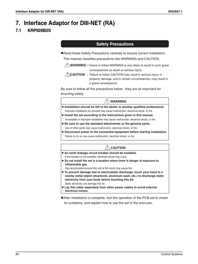 Interface Adaptor For DIII-NET (RA) : 7.1 KRP928B2S | Download Free PDF ...