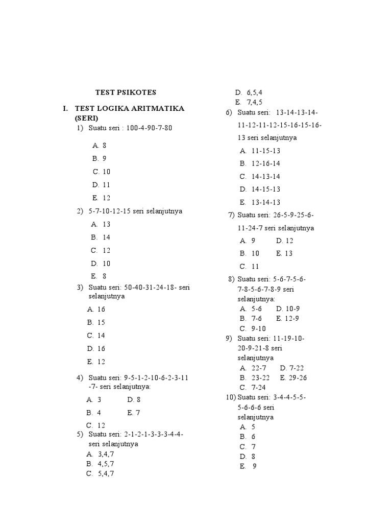 Test Psikotes | PDF