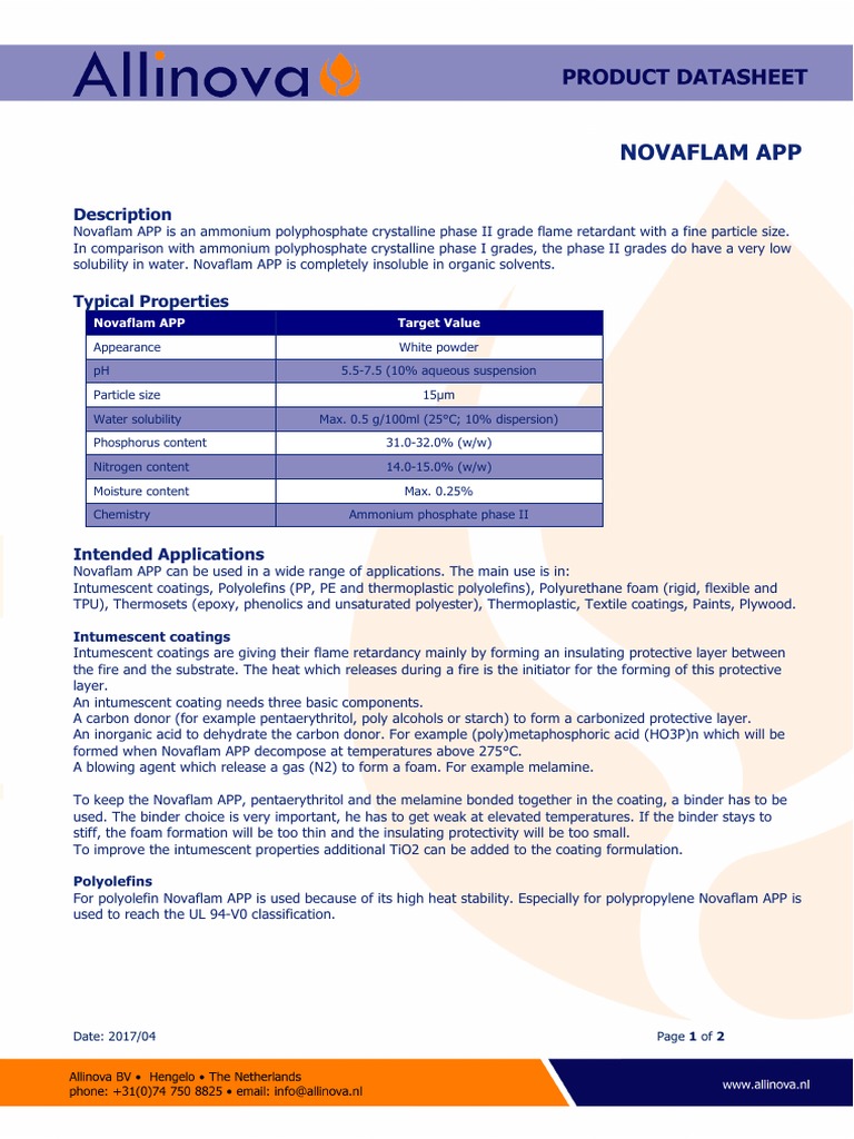 Novaflam App | PDF | Materials | Chemistry