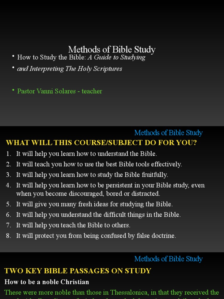 Methods of Bible Study: - How To Study The Bible: A Guide To Studying ...