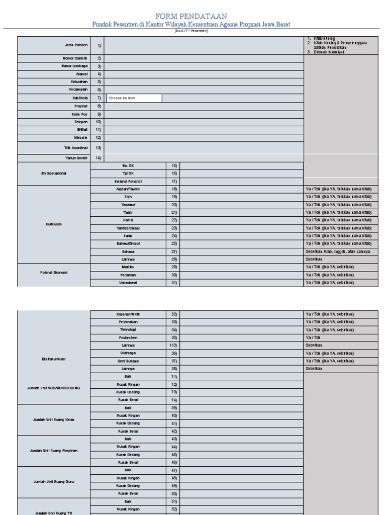 Template Form Pendataan | PDF
