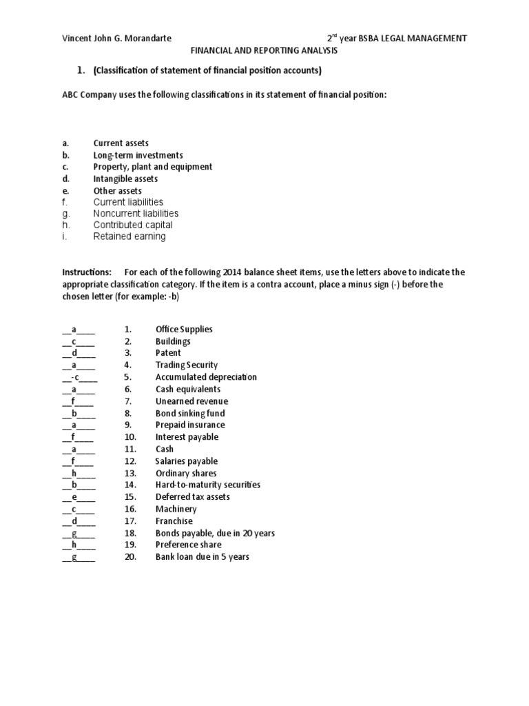 Classified Financial Position Analysis | PDF