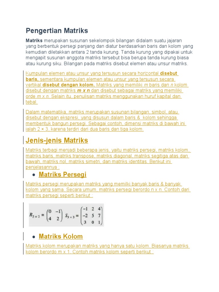 Pengertian Matriks | PDF
