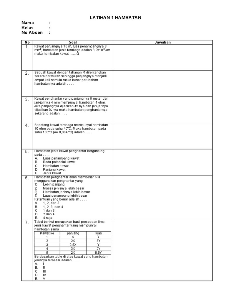 Latihan Hambatan Listrik | PDF | Metode & Bahan Ajar | Teknologi & Rekayasa