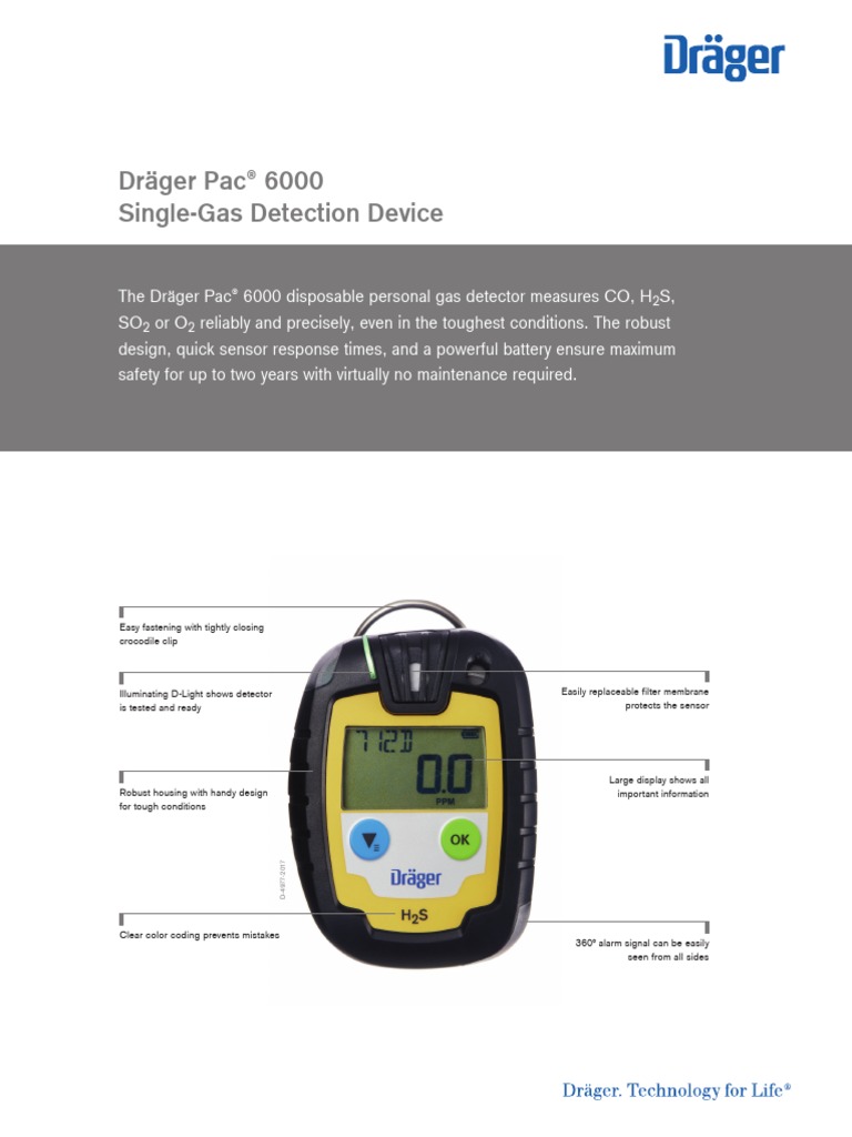 Dräger Pac 6000 Single-Gas Detection Device | PDF | Calibration | Chemistry