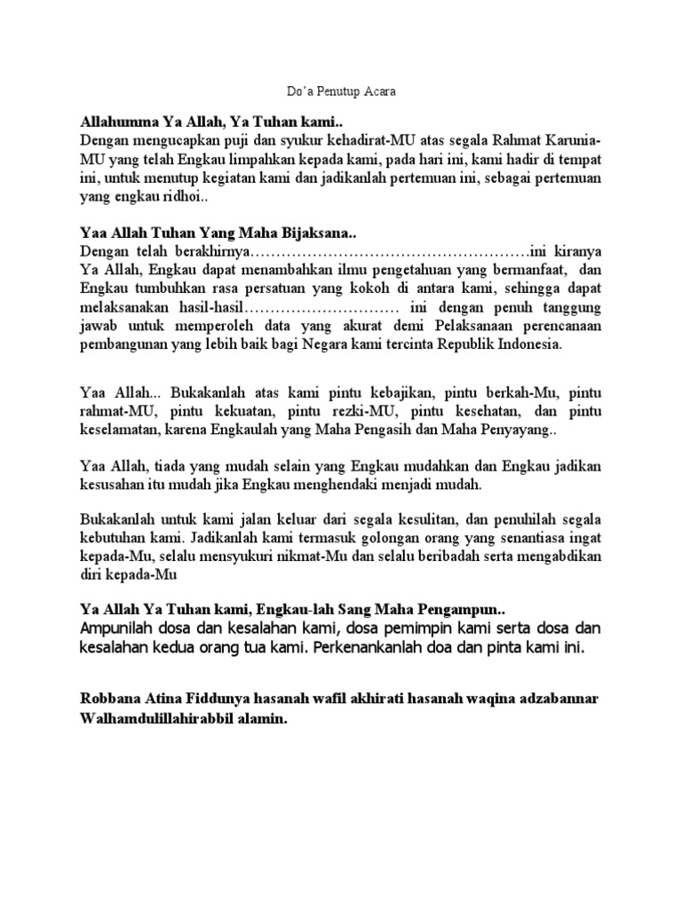 DOA'a Penutupan | PDF | Agama & Spiritualitas