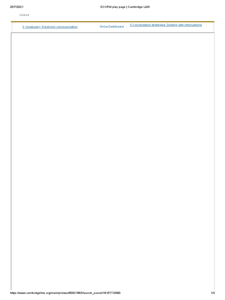 SCORM Play Page - Cambridge LMS 7 | PDF
