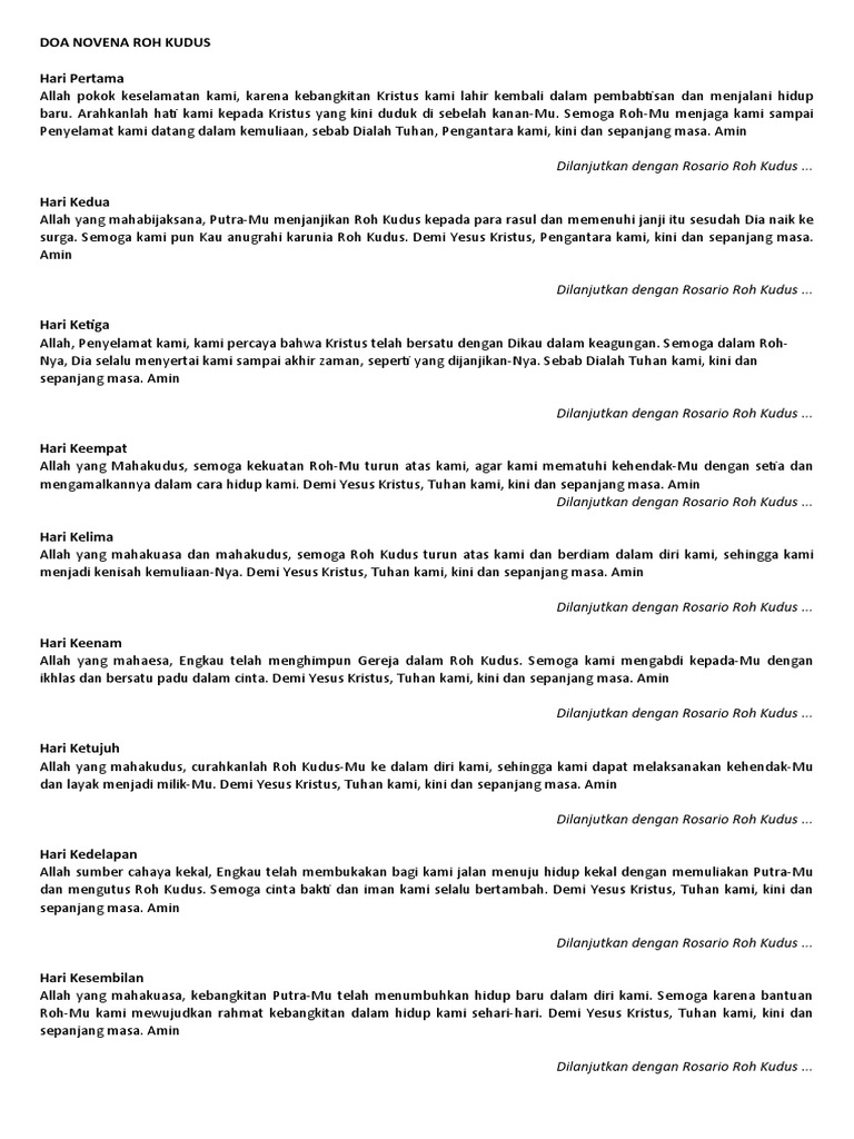 Doa Novena Roh Kudus | PDF