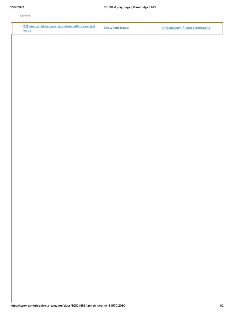 SCORM Play Page - Cambridge LMS 4 | PDF