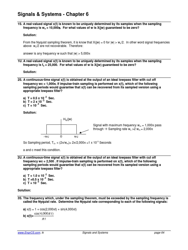 Signals & Systems - Chapter 6: - WC 0 WC | PDF | Sampling (Signal Processing) | Computer Science