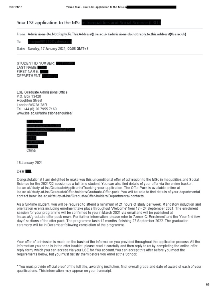 LSE Uncon Offer | Download Free PDF | London School Of Economics | Travel Visa