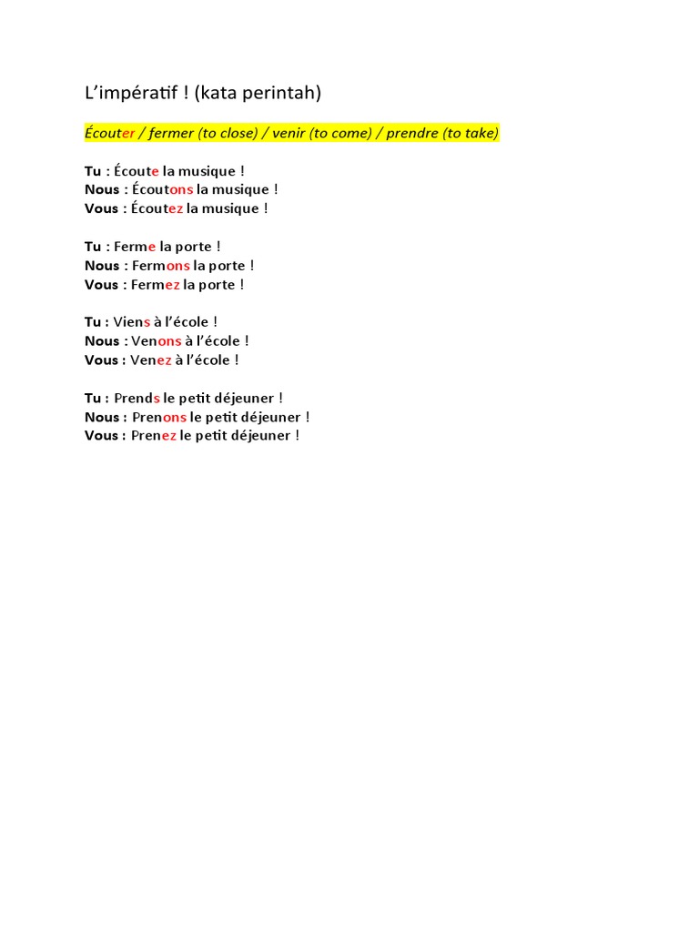 L'impératif | PDF