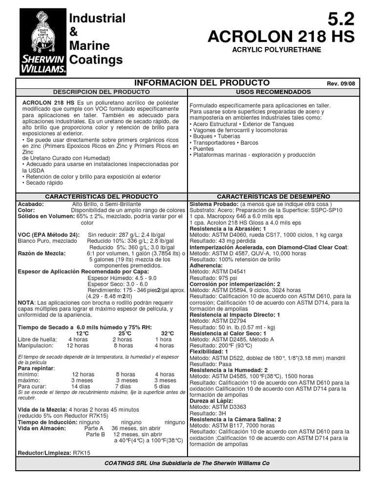 ACROLON218HS | PDF | Pintar | Acero