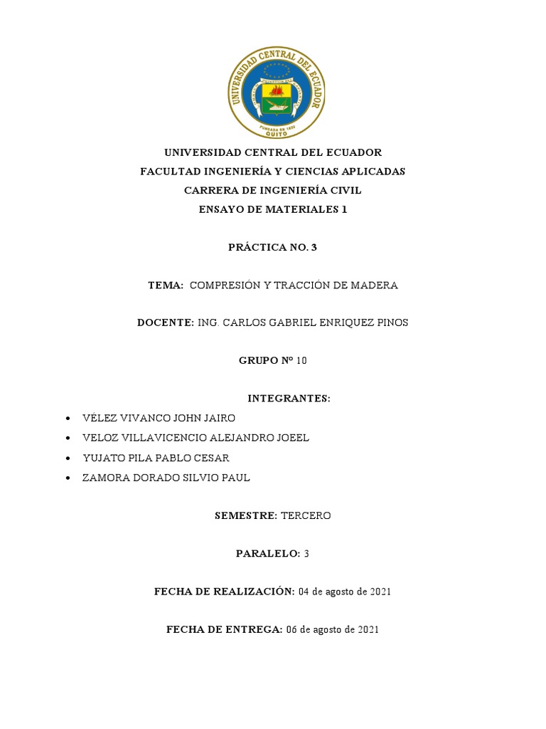 Propiedades de Compresión y Tracción en Madera | PDF | Madera ...
