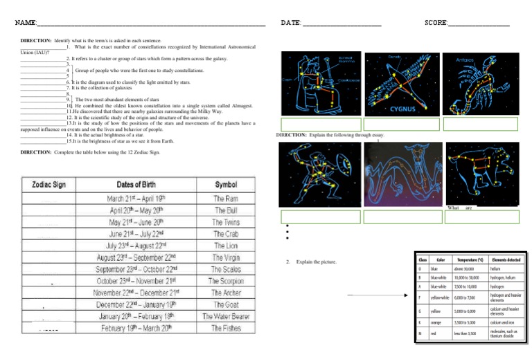 COnstellation Quiz | PDF | Stars | Constellation