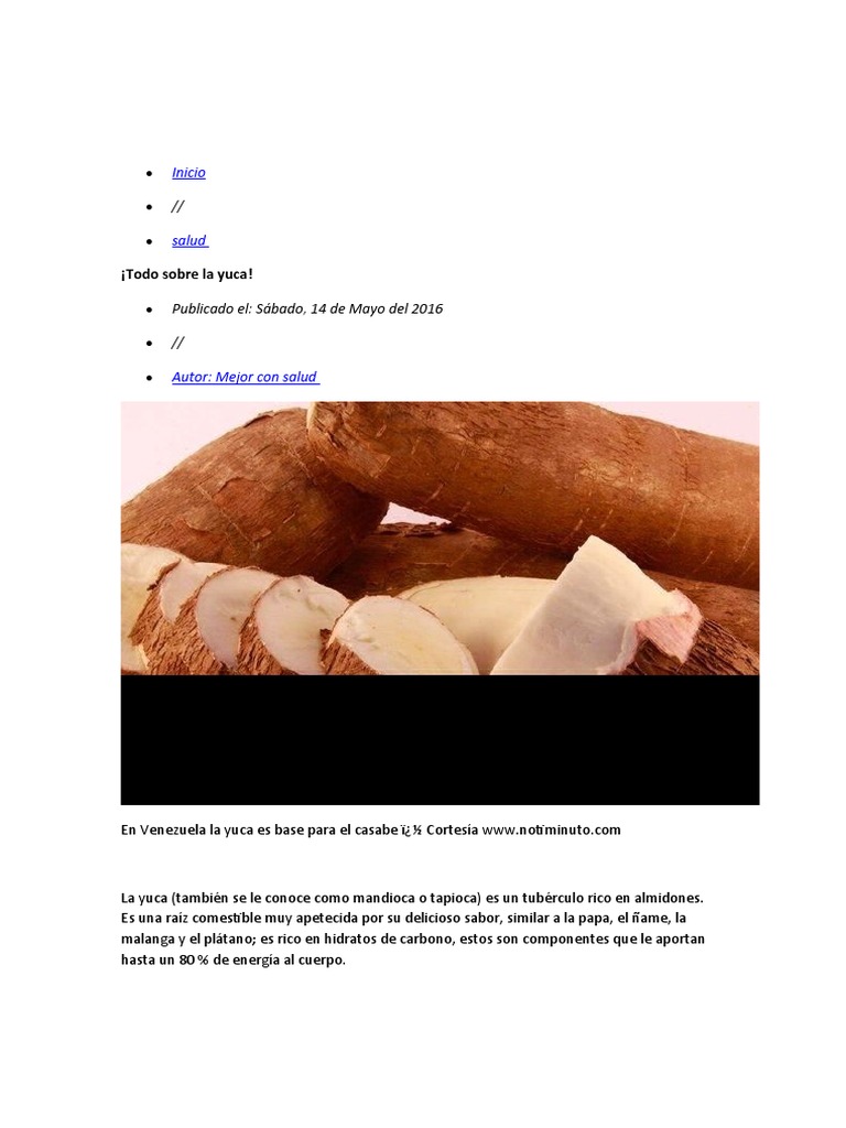 Beneficios de la yuca para la salud | PDF