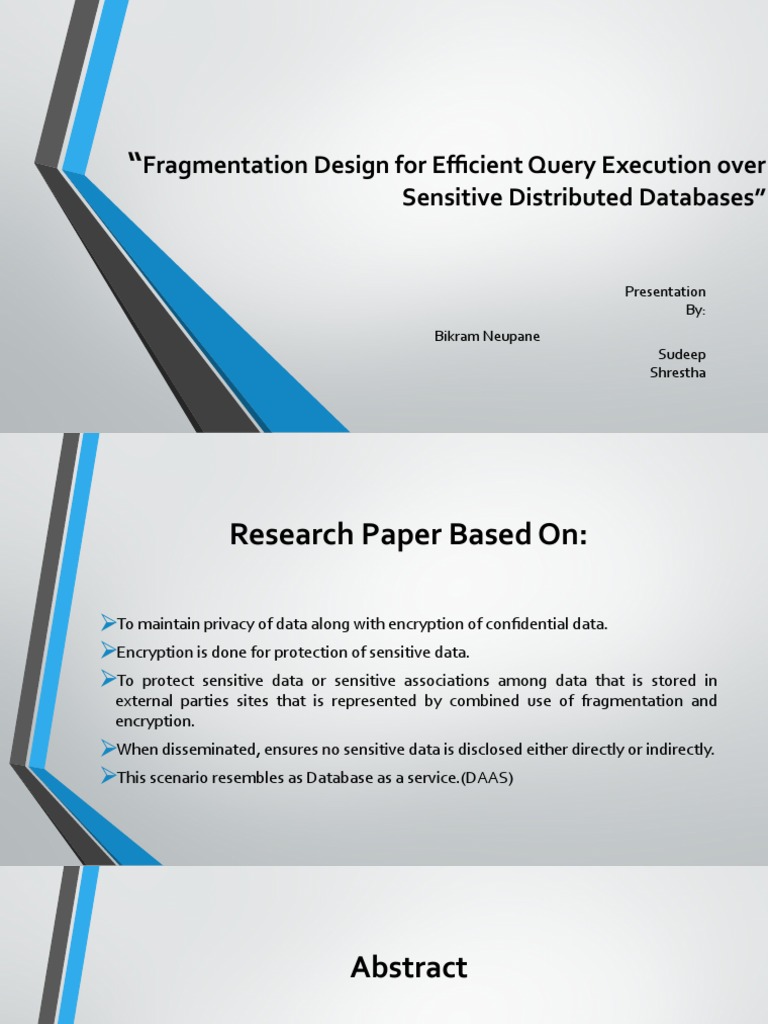 Fragmentation Design For Efficient Query Execution Over Pdf Databases Encryption
