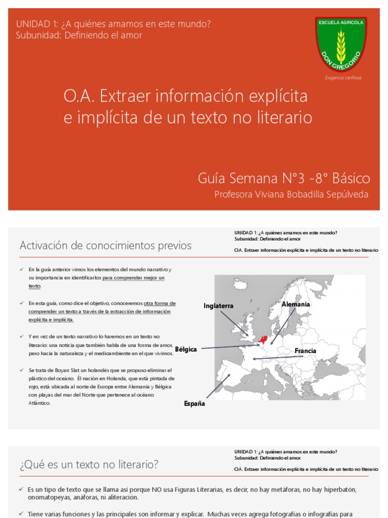 C. Guia N. 3 Informacion Explicita e Implicita de Un Texto No Literario ...