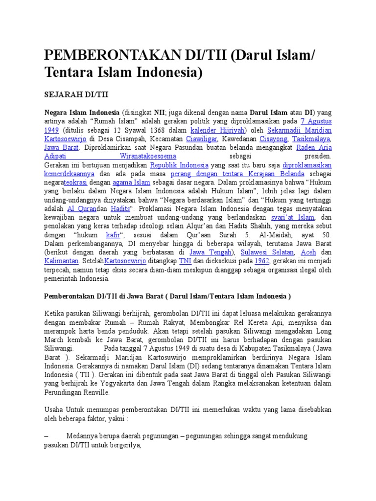 Pemberontakan Di - Tii | PDF | Agama & Spiritualitas