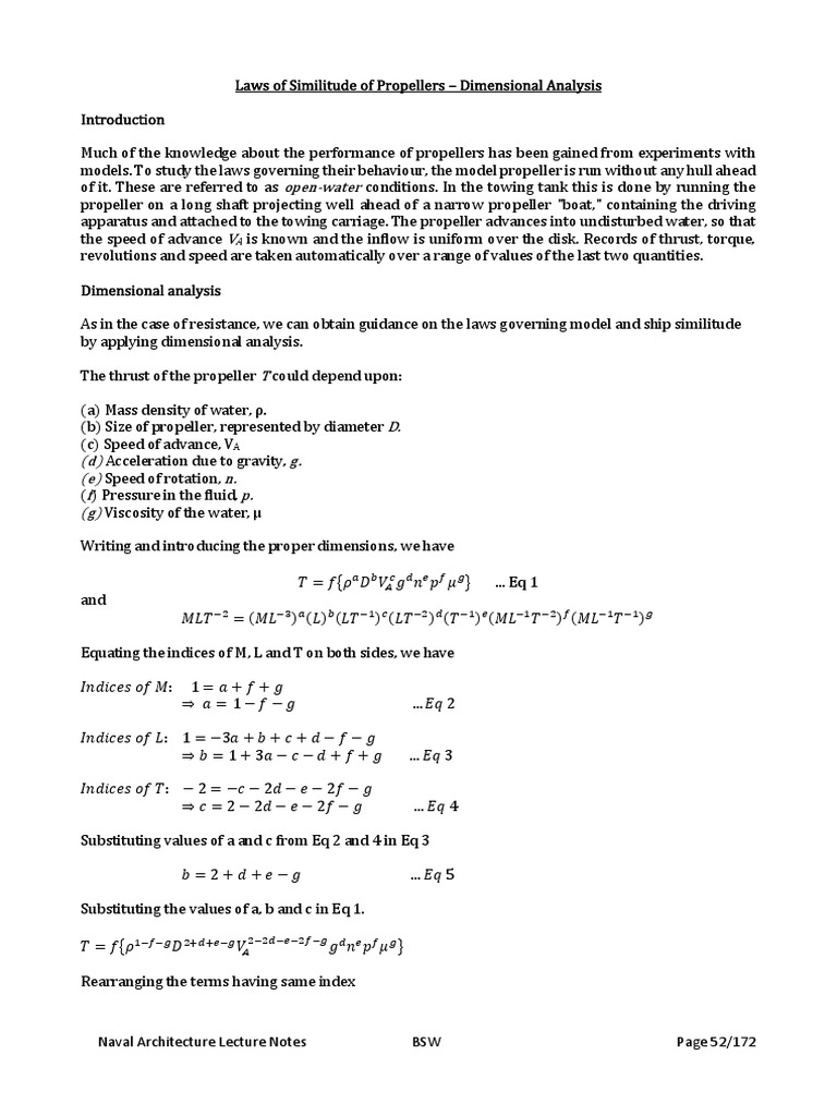 NA 2 Notes 4 - Laws of Similarity of Propellers | PDF | Reynolds Number ...