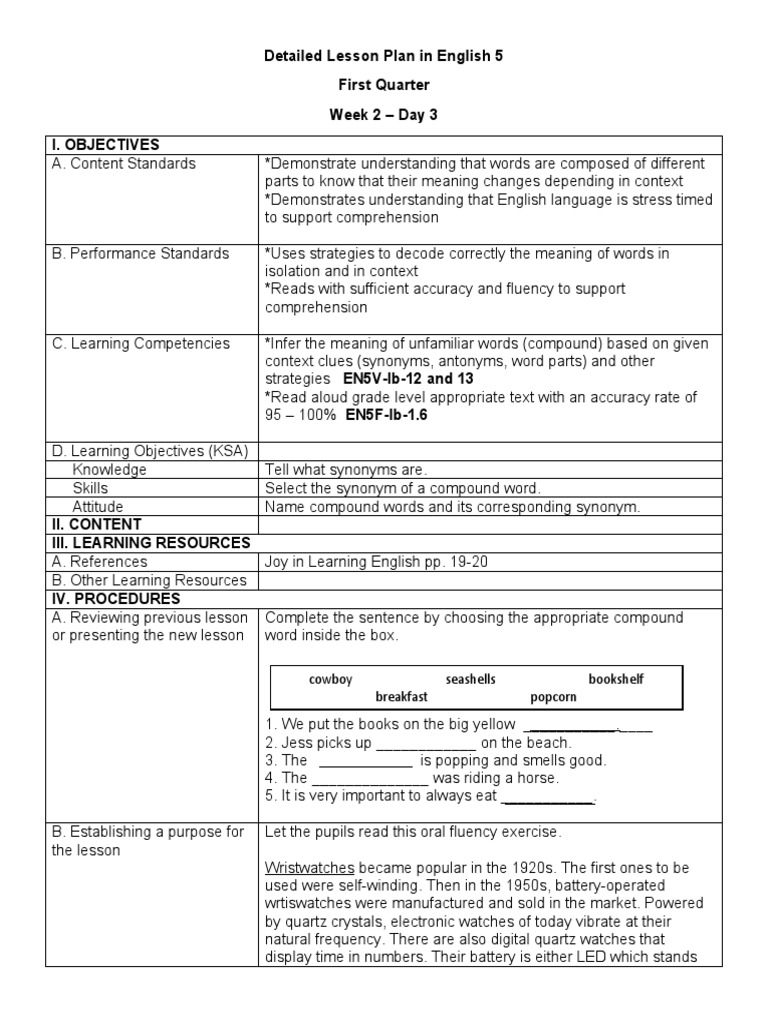 Detailed Lesson Plan in English 5 First Quarter Week 2 - Day 3 I ...