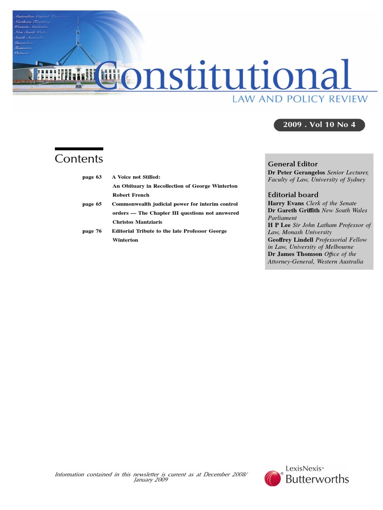 Mantziaris - Interim Control Orders (2008) CLPR10 | PDF | High Court Of ...