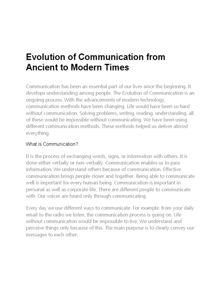Evolution of Communication From Ancient To Modern Times | PDF ...