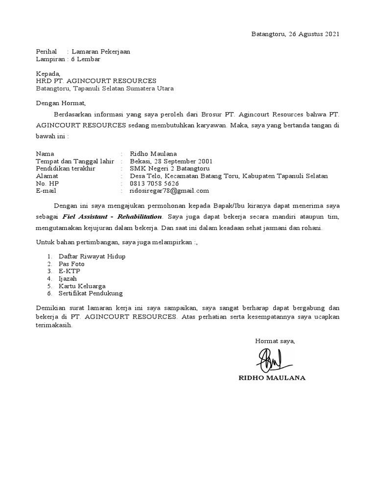 Contohh Surat Lamaran Pekerjaan | PDF